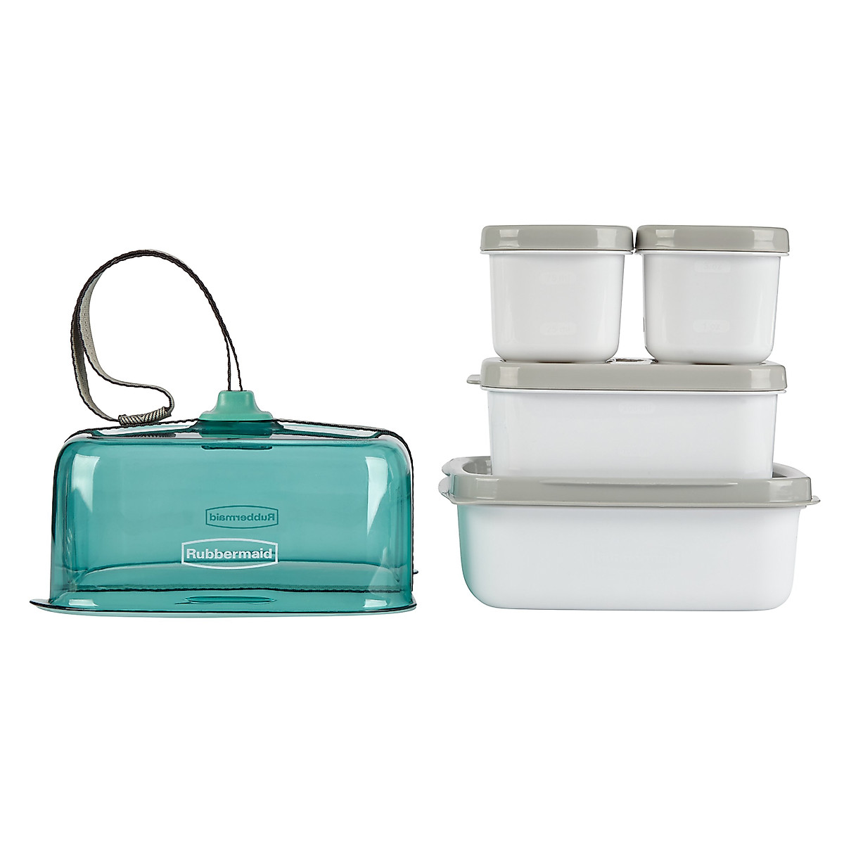 Rubbermaid Fasten + Go Sandwich Kit, Sea Foam Green, 4-Piece Set