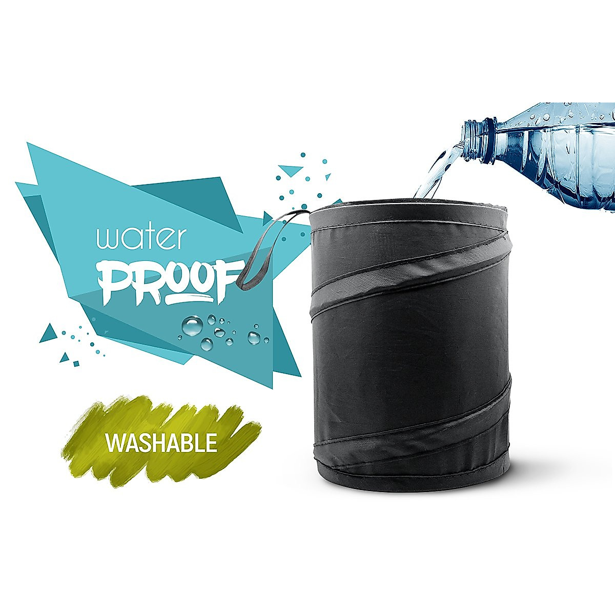 Mavoro Car Trash Can, Portable Garbage Bin, Collapsible Pop-up Water Proof Bag, Waste Basket Bin, Rubbish Bin (1 Gallon, 1 Pack)