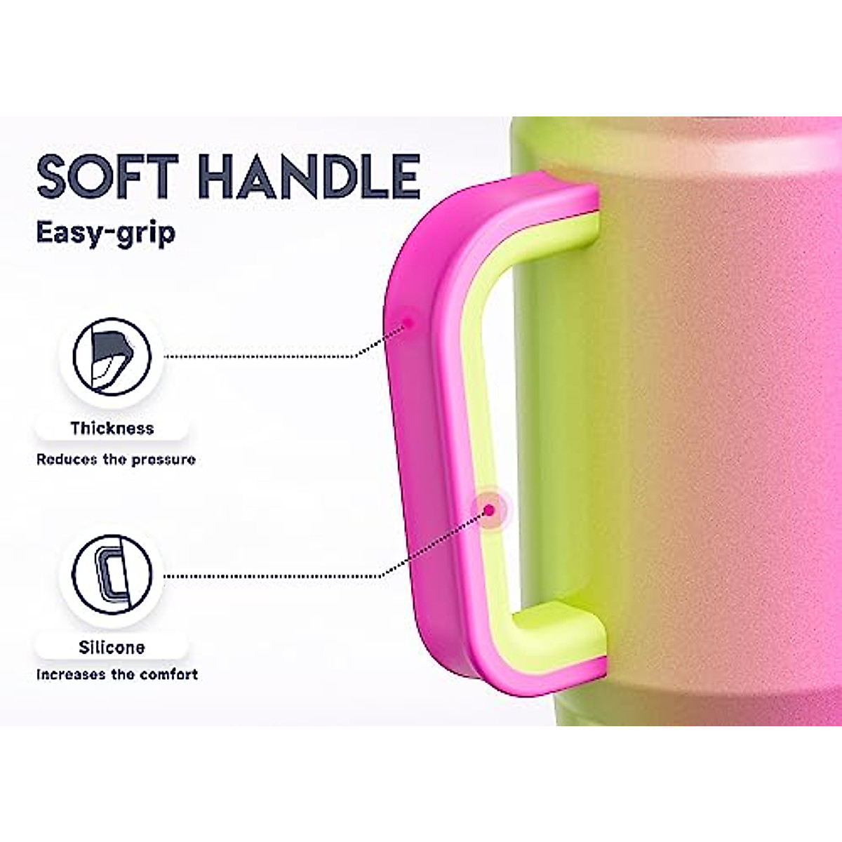 Meoky 32 oz Tumbler with Handle, Insulated Tumbler with Lid and Straw, Stainless Steel Travel Mug, Keeps Cold for 24 Hours, 100% Leak Proof, Fits in Car Cup Holder (Carnival)