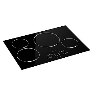 Empava 30" Electric Induction Cooktop Built-in Modular Stovetop with 4 Elements 9 Power Level Boost Burners in Black Vitro Ceramic Glass, 30 Inch