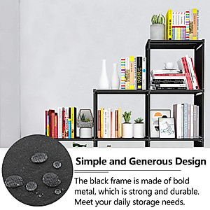 YIZAIJIA Bookcases Cube Storage 6-Cube Closet Organizer Storage Shelves Cubes Organizer DIY Plastic Closet Cabinet Modular Book Shelf Organizing Storage Shelving for Bedroom Living Room (Small, Black)