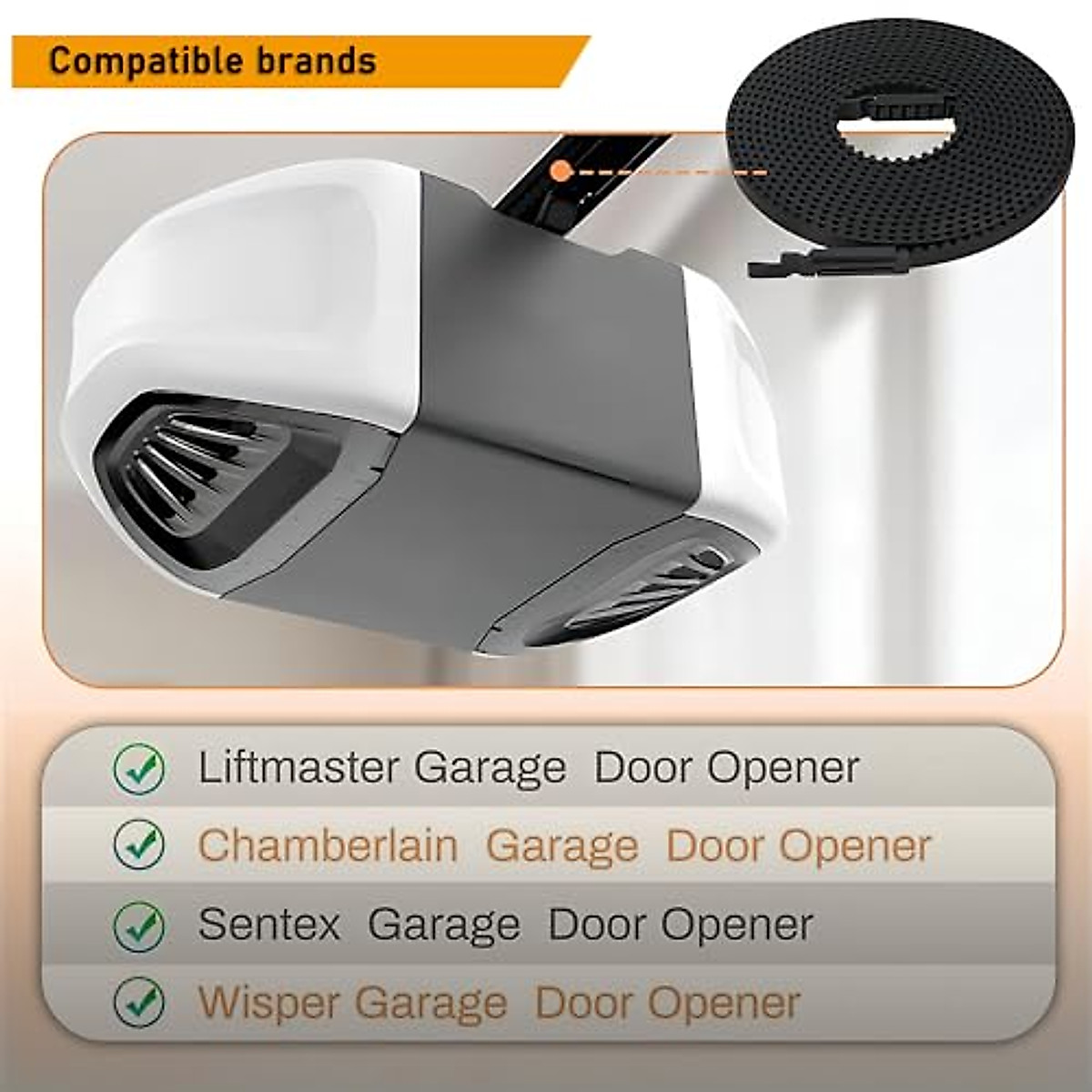Upgraded 41A5250-2 Drive Belt Garage Door Opener, 307'' Drive Belt for 10ft Garage Door Compatible with Liftmaster/Chamberlain/Sentex/Whisper Belt Drive