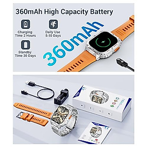 FOXBOX Smart Watch for Men Answer Call/Notification, 1.95" AMOLED Fitness Watch 108 Sport Modes Compass Step Heart Rate Sleep SpO2 BP Monitor, 5ATM Waterproof Military Smartwatch for Android iOS