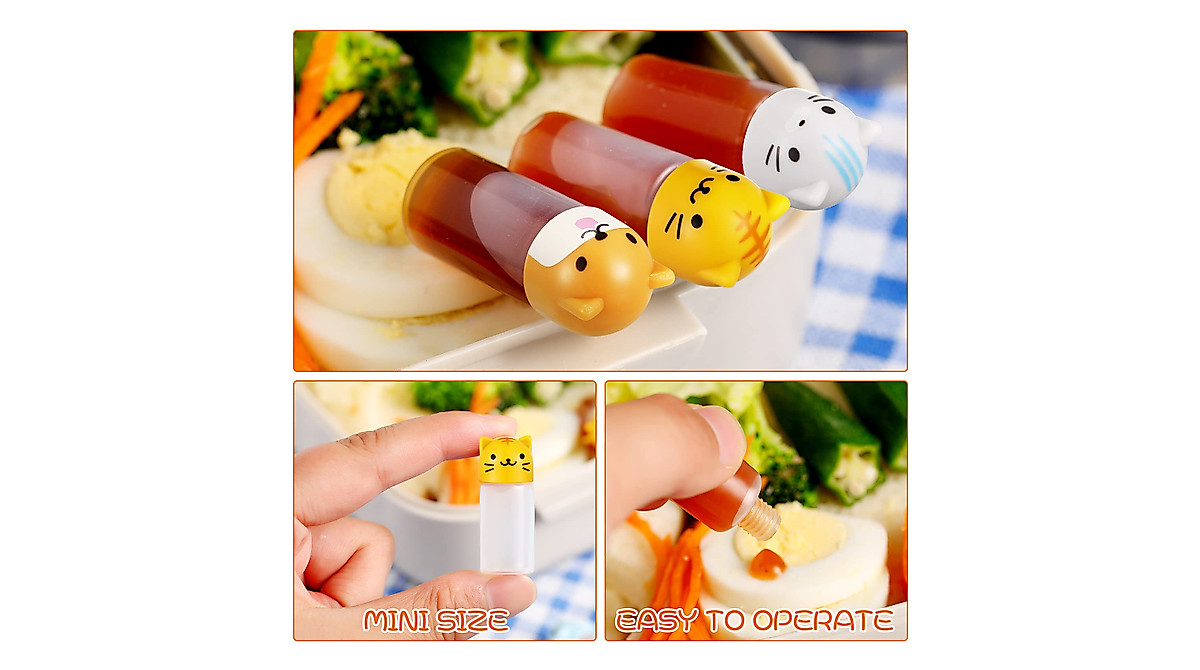 Cute 12-Piece Mini Sauce Containers for Lunches and Travel