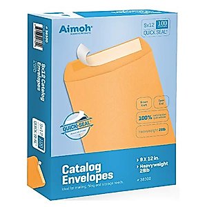 9 X 12 Self-Seal Brown Kraft Catalog Mailing Envelopes - 28lb - 100 Count, 9x12 Inch (38300)