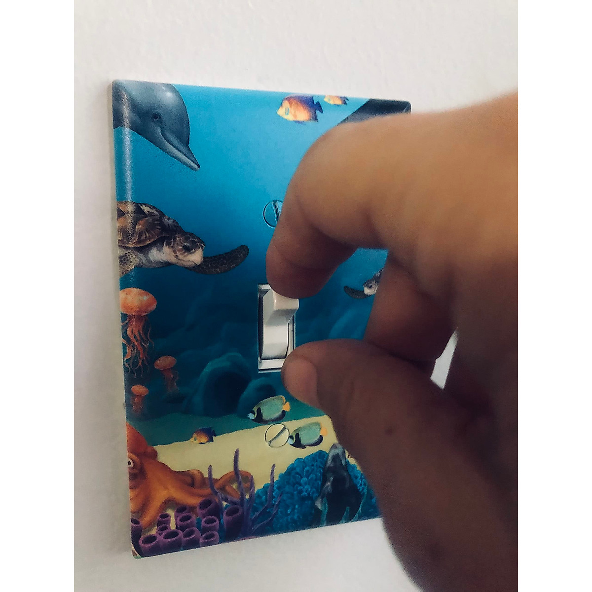 Ocean Underwater Dolphin Whale Sea Turtle Kids Light Switch Cover Plate Decorative Nursery Teen Toddler Room Decor Bedroom Bathroom Playroom (Ocean 1)