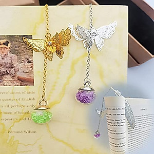 SCGFPOE Metal Feather Bookmark, Perfect for Women and Girls, Birthday Gift, Teacher Gifts with 3D Butterfly Pendant for Christmas Day,Thanksgiving,Unique Gifts for Book Lovers,Silver