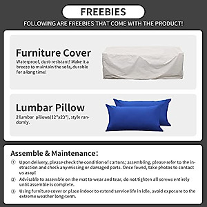 3-Seat Patio PE Wicker Sofa, Outdoor Rattan Couch Furniture Steel Frame with Furniture Cover and Deep Seat High Back, Royal Blue Anti-Slip Cushion