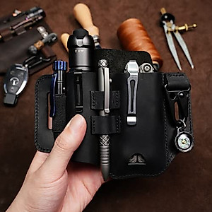 VIPERADE PJ35 Multitool Sheath for Belt, Leather EDC Pocket Organizer for Men, EDC Leather Sheath, EDC Belt Organizer