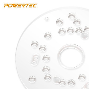 POWERTEC Dia 5-3/4" Router Base Plate, Clear Acrylic with Multiple Predrilled Holes, w/Screws for Trim Routers, Fits Bosch, DeWalt, Makita, Porter Cable, Ryobi, See Chart for Specific Models (71381)