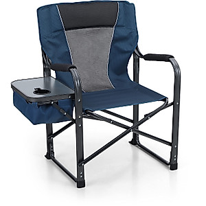 ALPHA CAMP Oversized Folding Director Chair Outdoor Heavy Duty Camping Chair with Side Table and Cooler Bag for Picnic, Hiking, Fishing, Supports 350LBS