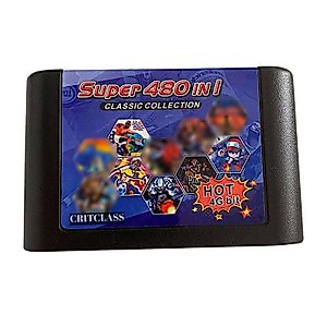 CRITCLASS Super Cartridge 480 in 1 Multi Games Cartridge for Sega Genesis Mega Drive 16Bit Game Consoles