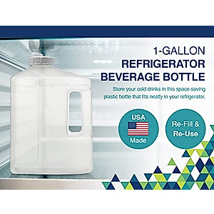 Arrow 1 Gallon Plastic Jug for Cold Drinks - Refrigerator Bottle with Cap, Easy-Pour Spout and Graduated Markings - Made in USA, BPA Free Plastic - Ideal for Water, Iced Tea, Juice, Milk