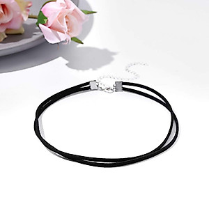 Zoestar Choker Necklace 2 Layered Black Velvet Collar Necklaces for Women