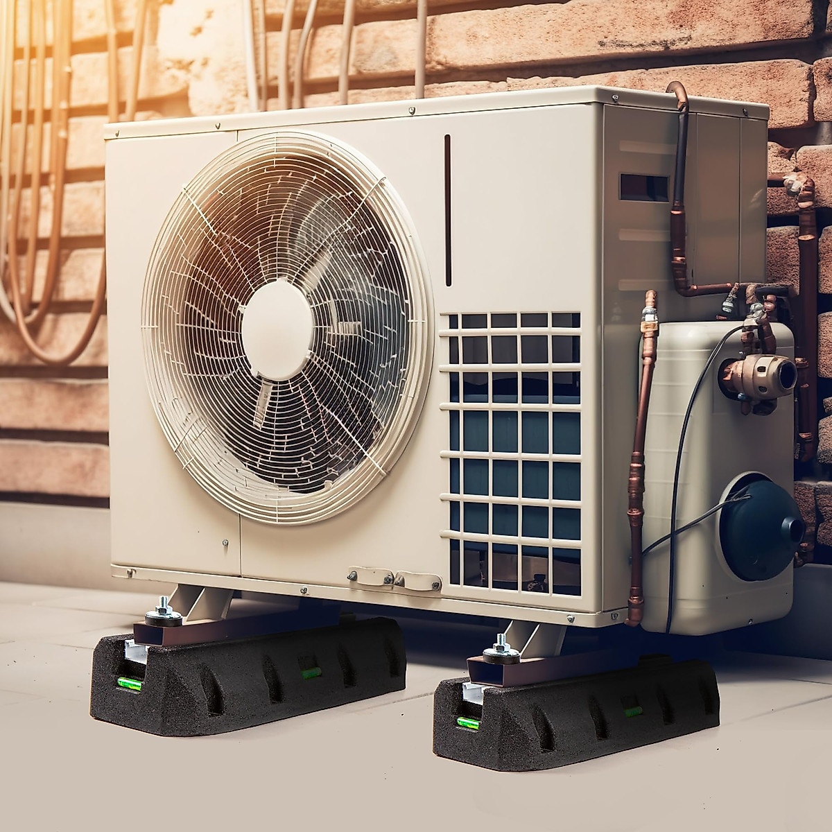 WeCooper Floor Mounting Base Pad for 9000-36000BTU,Heavy-Duty Condenser Rubber Floor Mount Base Kit,Anti-Vibration Isolator Mounting Bracket for Ductless Mini Split Air Conditioner Heat Pump