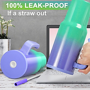 40 oz Tumbler with Handle | Insulated Tumbler with Leak-proof Lid and Straw | Stainless Steel Coffee Travel Mug | Reusable Water Bottle Cup | Keeps Cold for 34Hrs (Fairyland Green)