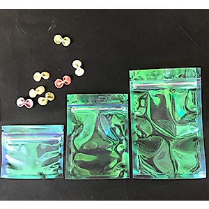 Resealable Holographic Pink Clear Zipper Packaging Bag 100 Pack for Food Storage, Eyelash, Jewelry, small business, small products (Holographic Clear4x6'' (10 x 15 cm)