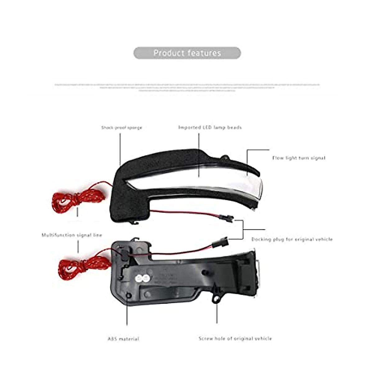 Auto-Tech 1 Pair Side Rearview Mirror Running Water Turn Signal Lamp Compatible For Toyota hynix 2015 + (Yellow Light)