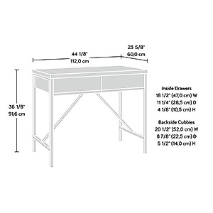 Sauder Manhattan Gate Work Table, L: 44.09" x W: 23.62" x H: 36.06", Mystic Oak Finish