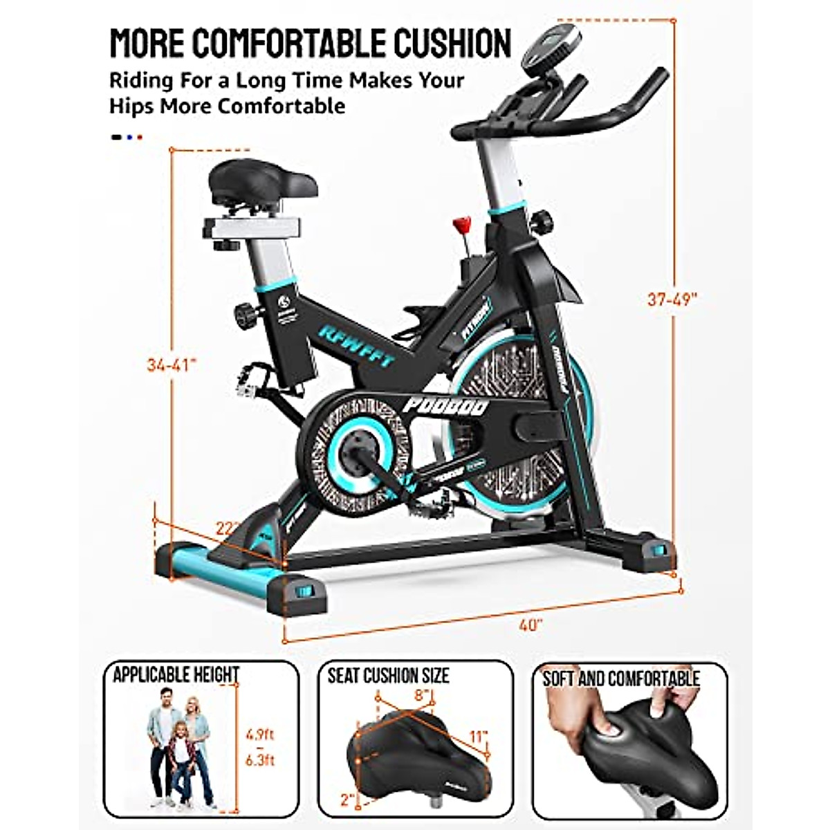 pooboo Magnetic Resistance Indoor Cycling Bike, Belt Drive Indoor Exercise Bike Stationary LCD Monitor with Ipad Mount ＆Comfortable Seat Cushion for Home Cardio Workout Cycle Bike Training Upgraded Version