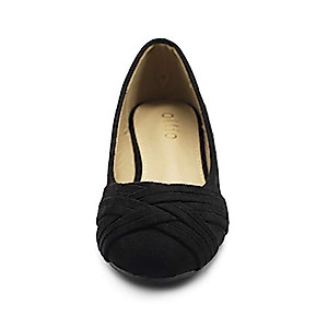 Ollio Women's Ballet Shoe Cute Casual Comfort Flat ZM1987(8.5 B(M) US, Black)