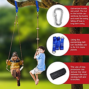 Tree Swing Climbing Rope 2 Pack Multicolor with Platforms Red Disc Swings Seat - Outdoor Playground Set Accessories Tree House Flying Saucer Outside Toys - Bonus Carabiner and 4 Feet Strap (Khaki)
