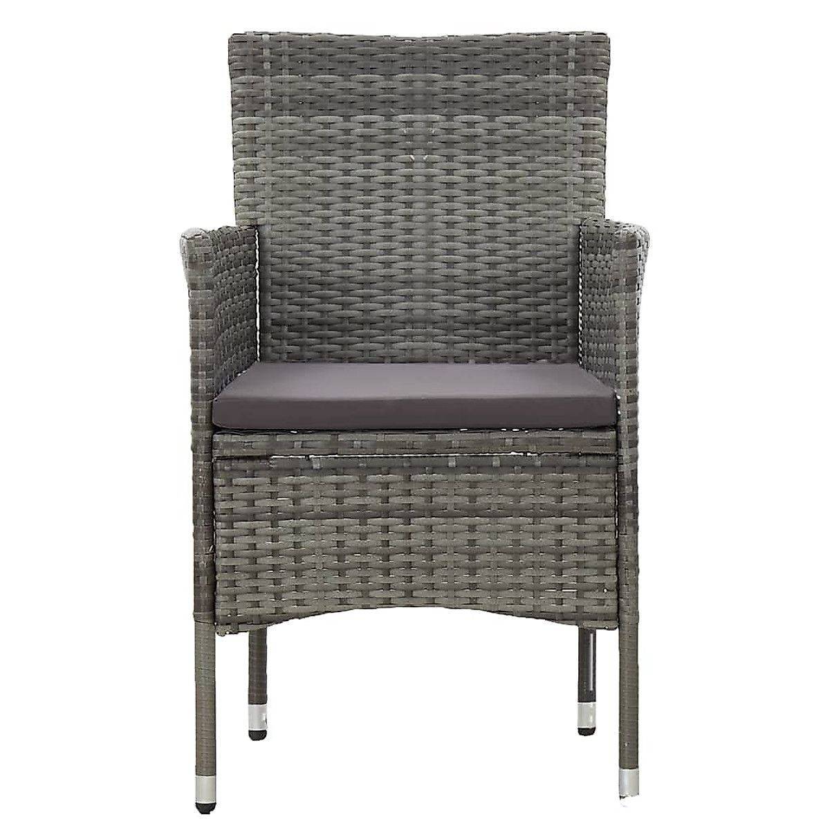 YITHOPI Outdoor Chair,Dining Chair,Wicker Outdoor Furniture,Outdoor Seating,for Patio, Deck, Lawn, Garden, Terrace or Backyard Spare Seat,Garden Dining Chairs 2 pcs Poly Rattan Gray