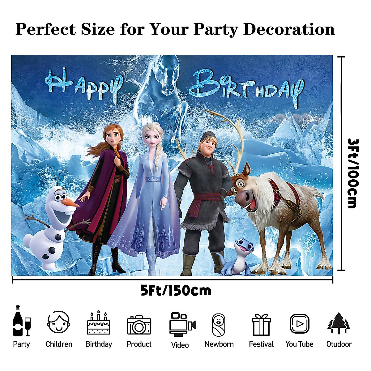 Ice Princess Backdrops Ice Princess Theme Birthday Party Supplies Decorations Ice Snow Photography Background for Birthday Cake Table Decoration 5x3ft (Ice02)