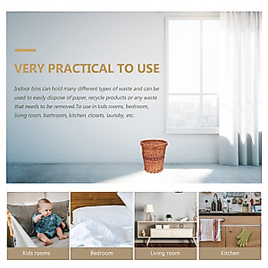 DOITOOL Portable Woven Basket Trash Can Decorative Sundries Container Basket Small Wastebasket Woven Storage Baskets for Bedroom, Bathroom, Utility Rooms, Garages (10 x 11 x 7 inch)