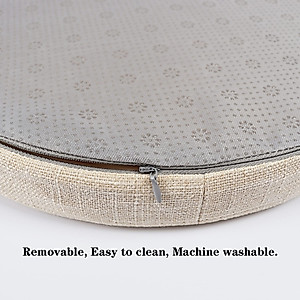 Soft Round Cushion Bedroom Office Kitchen Dining Chair Cushion Non Slip Chair Pad and Seat Cushion 14",Light Beige