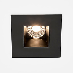Maxxima 2 in. Ultra-Thin Square Recessed Anti-Glare LED Downlight, Canless IC Rated, 450 Lumens, 5 Color Temperature Selectable 2700K/3000K/3500K/4000K/5000K, Dimmable, Black Trim, 90 CRI, J-Box Incl