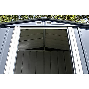 Arrow Sheds 10' x 5' Galvanized Steel 3-in-1 Pad-Lockable Outdoor Utility Storage Shed, Anthracite