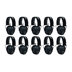 Walkers Razor Slim Ultra Low Profile Compact Design Adjustable Range Shooting Hunting Hearing Protection Electronic Earmuffs (Black) 10-Pack