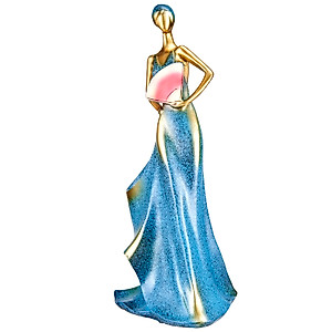 TriBeginner Single Wine Bottle Holder, Beauty Lady Decor Tabletop Wine Rack Storage Organizer Home Decoration Figurines, Blue