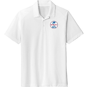 Ford Mustang Shelby Blue and Red Tri Blend Wicking Polo, White XL