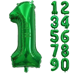 40 Inch Dark Green Number Balloons, Helium Mylar Foil Number Balloons for Birthday, Number 1 Balloon for Party Celebration Decorations Graduations Anniversary Baby Shower Photo Shoot