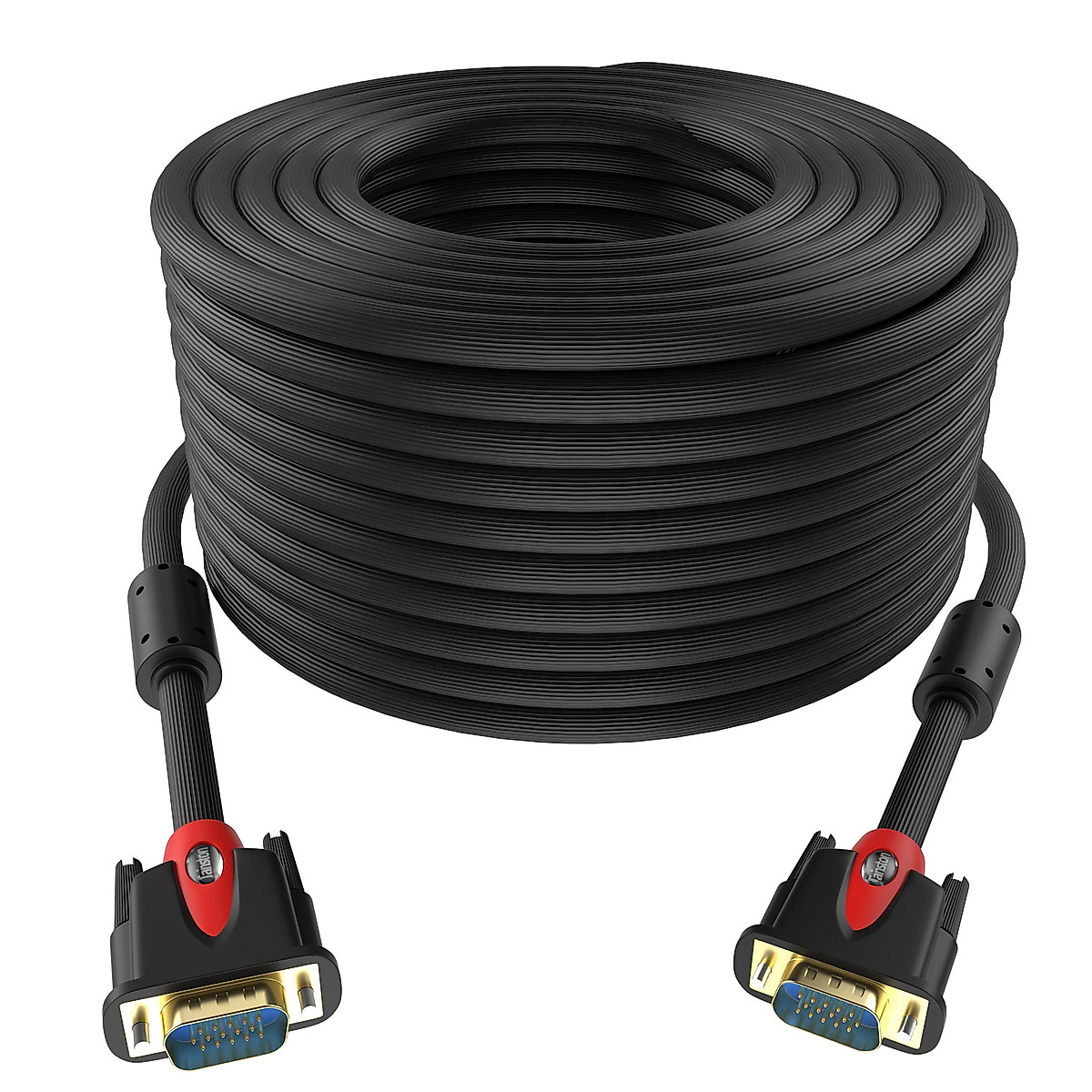 Tainston VGA to VGA Cable HD15 Monitor Cable with Ferrites Male to Male-100 Feet