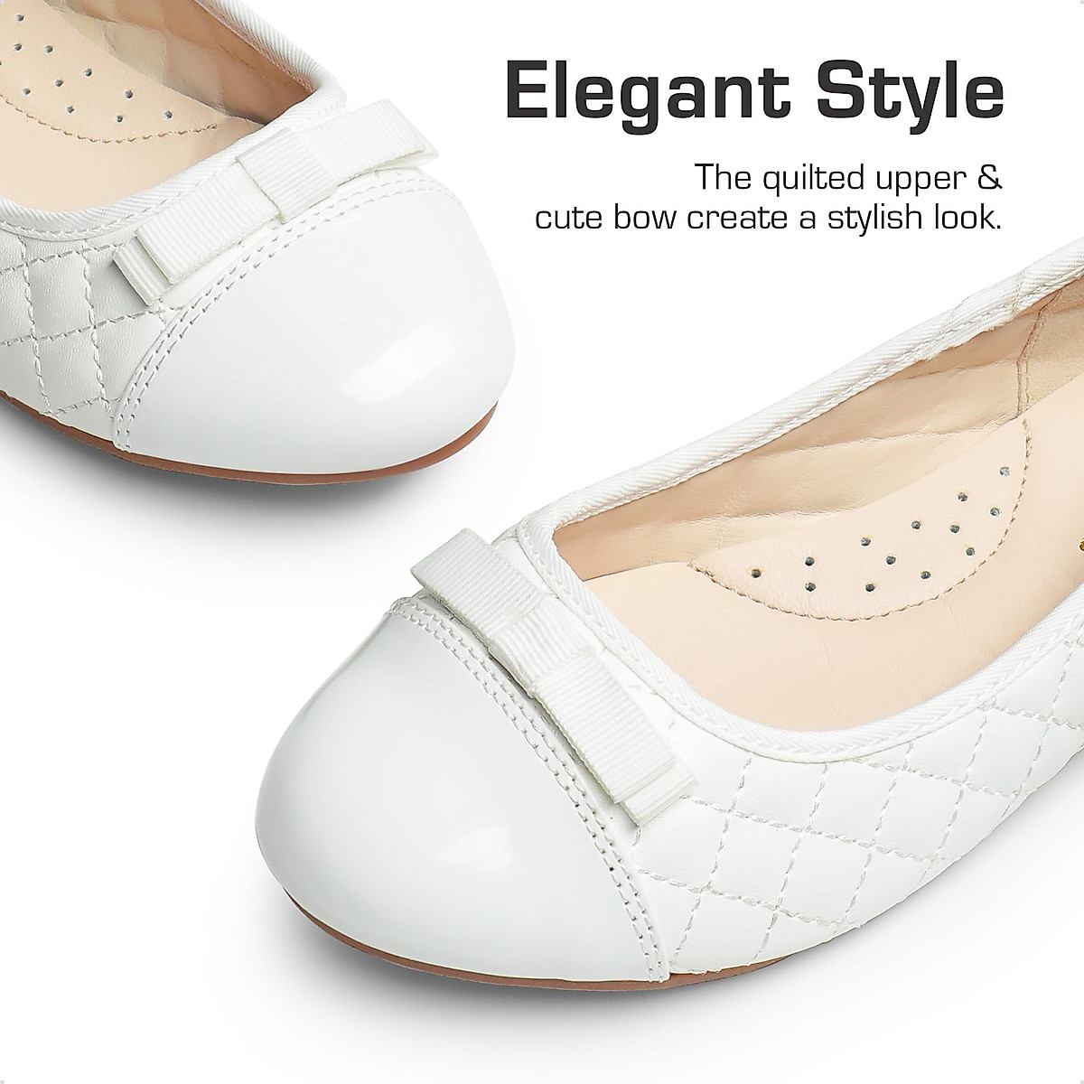 DREAM PAIRS Girls Dress Shoes Flower Girl Slip-on Cute Bow Ballet Flats for Wedding, Party,Size 2 Little Kid,White,SDFL224K