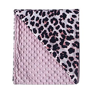 Messy Code Baby Blanket Super Soft Minky Plush Blanket with Double Layer Dotted Backing for Babies,Pink Leopard Printed Reversible Blanket 30x40 Inch