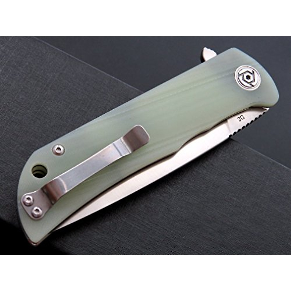 Eafengrow CH3001-G10 Folding Knives D2 Steel Blade G10 Material Handle Outdoor Camping Knife Hunting Survival Hand EDC Tools (Jade)