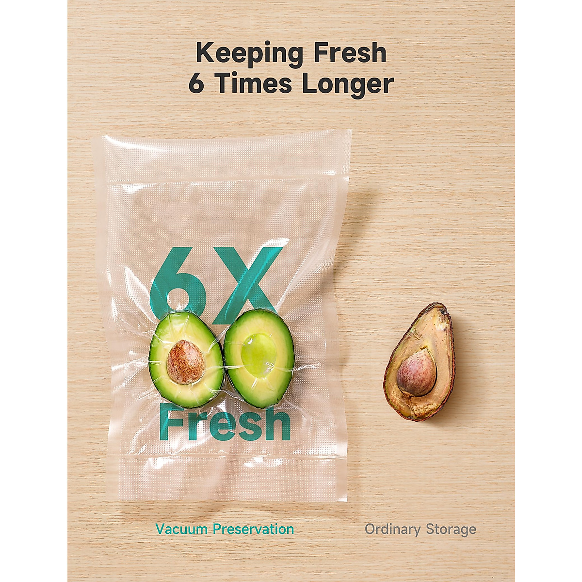 HiCOZY Vacuum Sealer Bags for Food, 6 Pack 8”x8.3’ Rolls for Custom Fit Airtight Food Storage, BPA Free for Meal Prep or Sous Vide Cooking, Safe to Microwave, Dishwasher, Boil, or Freeze