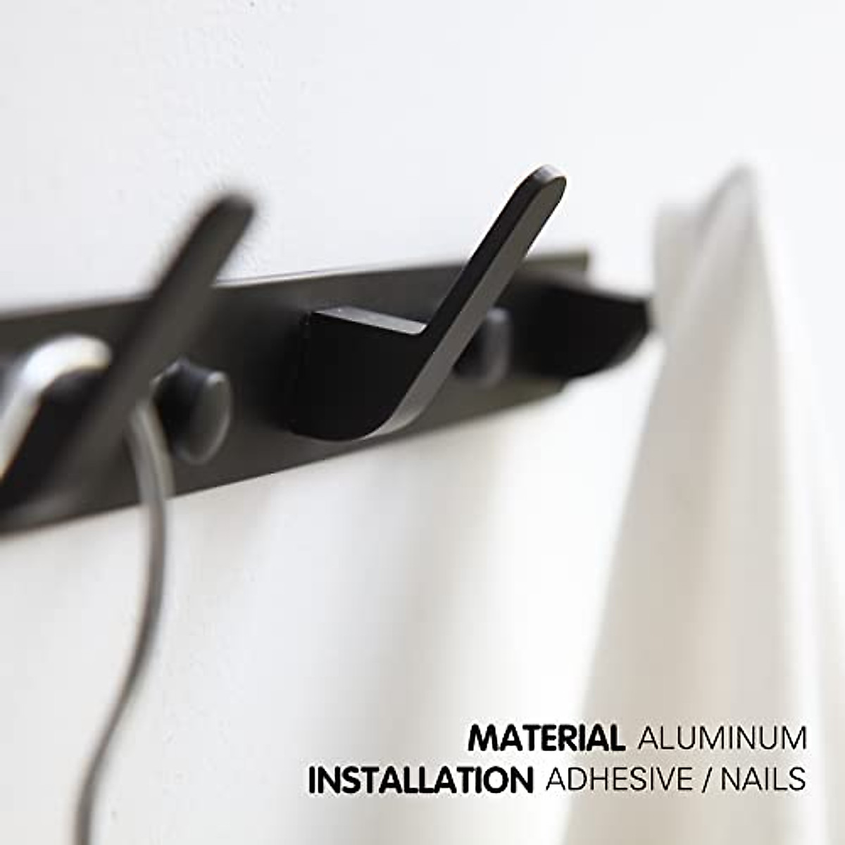 4 Hooks Matte Black Bathroom Towel Hooks Mounted Wall Adhesive Heavy Duty Farmhouse Bath Coat Stick on Rack Hat Wall Hook Sticky Black Kitchen Robe Rack Coat Hook Black 4 Hooks Rack Towel for Bathroom