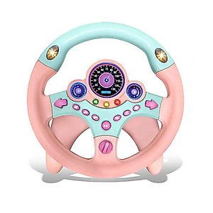 Kids Electric Early Education Simulation Steering Wheel Toy Multifunctional High Simulation Car Driving Toy with Music and Light Pretend Driving Toy for Toddlers
