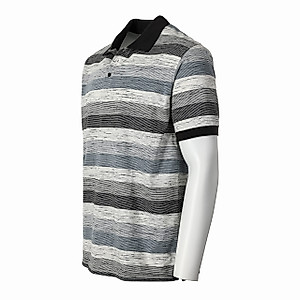Gioberti Mens Club Stripe Polo Shirt - Short Sleeve, Regular Fit, Yarn Dye, Gray, Size 2XL