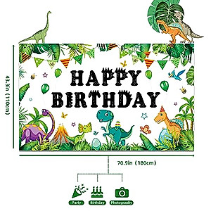 Ayearparty Dinosaur Backdrop for Boys Birthday Dino Themed Party Decorations Scales Photography Photo Studio Booth Banner Kids Baby Happy Birthday Background 71 x 43 Inch