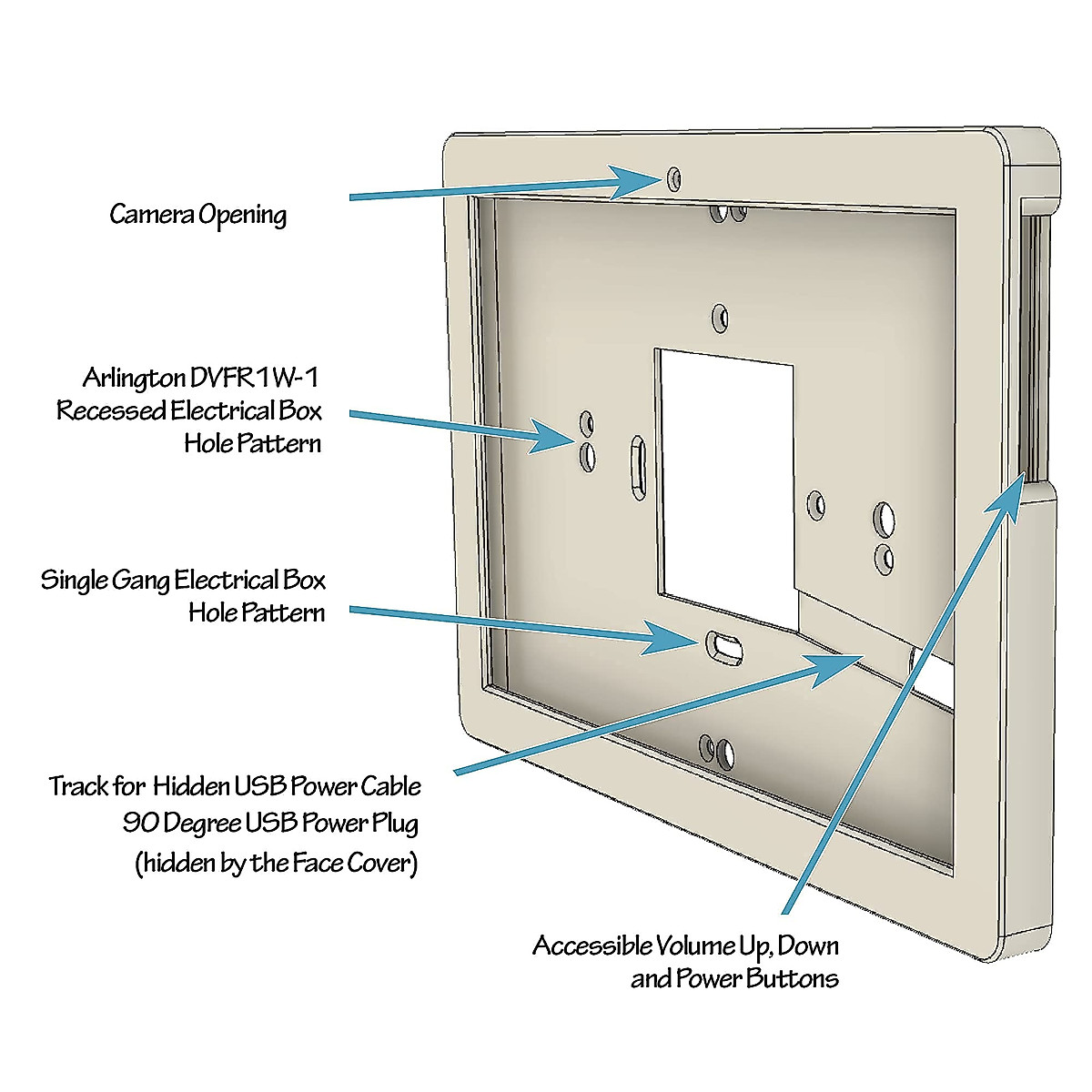 Smart Home Mount Tablet Wall Mount Kit with Integrated Power Cable - Fits Fire 10 - Black