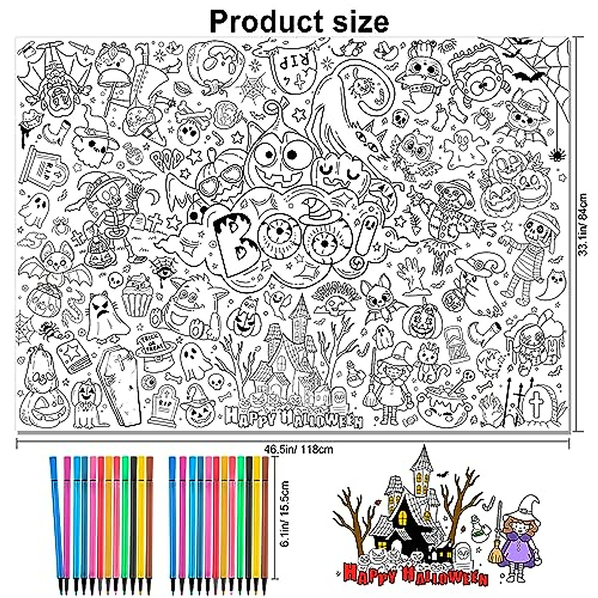Giant Halloween Coloring Poster for Kids' Parties