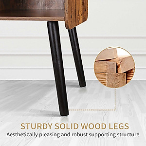 Possile Record Player Stand with Vinyl Record Storage, Mid-Century Turntable Stand for Living Room Bedroom Office, Record Player Table, Vinyl Holder Holds up to 100 Albums, Rustic Brown