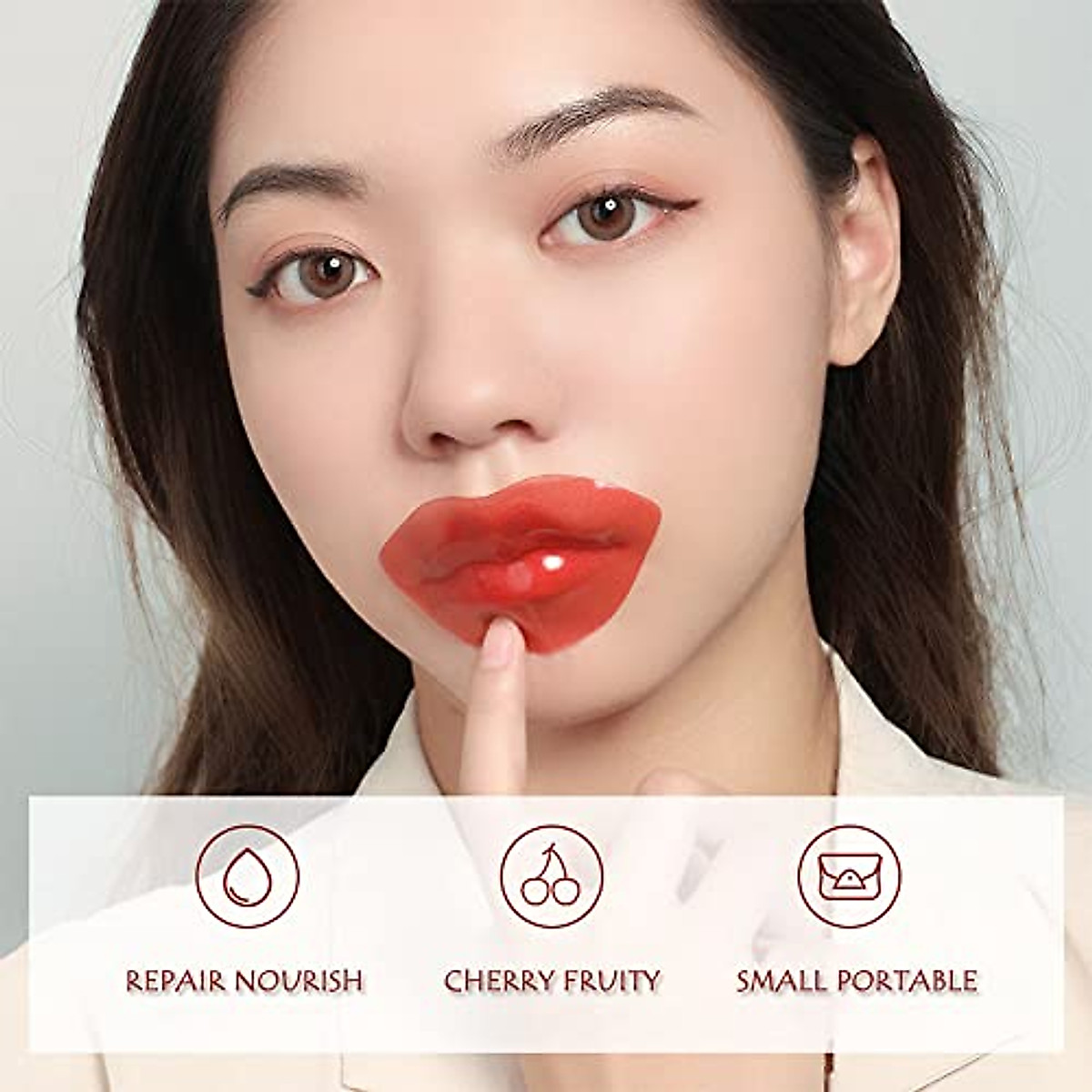20Pcs Moisturizing Restores Moisture Lip Mask for Dry Lips and Lip Lines Overnight Lip Care, Gel Treatment Plumping ​Lips Mask (Red)