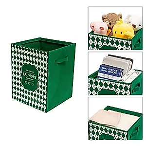 LUFOFOX Felt Collapsible Laundry Basket,70L Large Fabric Kids Laundry Hamper with Handles,Tall Laundry Basket Organizer for Dirty Clothes,Baby Toy Basket,14.9"×14.9"×19.3" Green